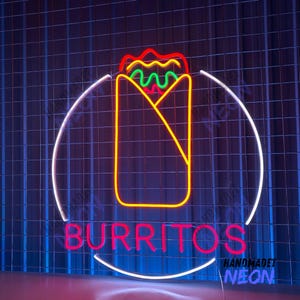 Custom Burritos Neon Sign, Mexico Burrito LED Sign, Mexican Food Neon ...