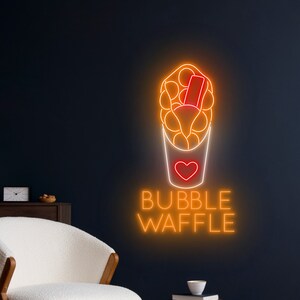 Bubble Waffle Neon Sign, Waffle Bubble Led Sign, Waffles Led Light ...