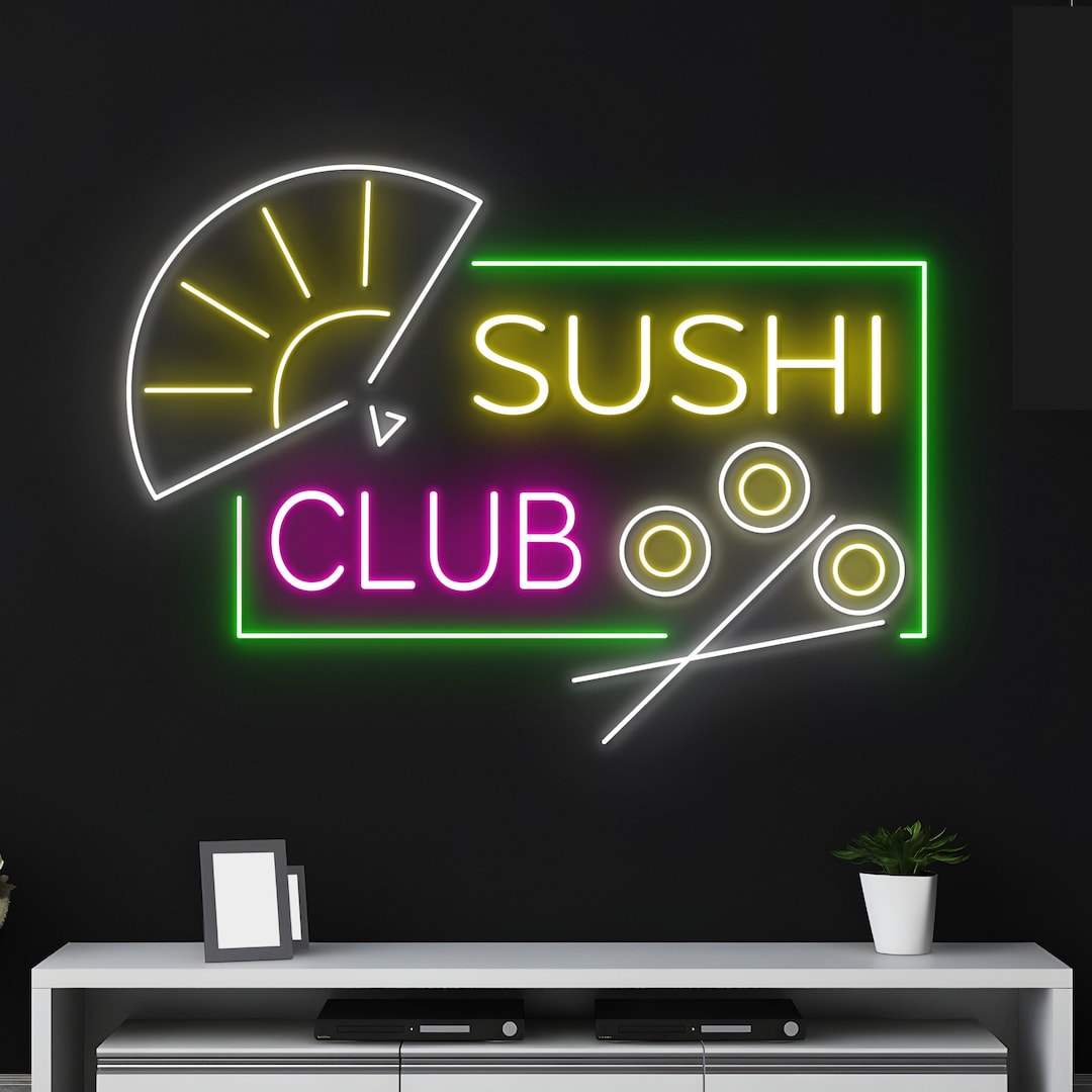 Custom Sushi Club Neon Sign, Japanese Food LED Sign, Sushi Neon Light ...