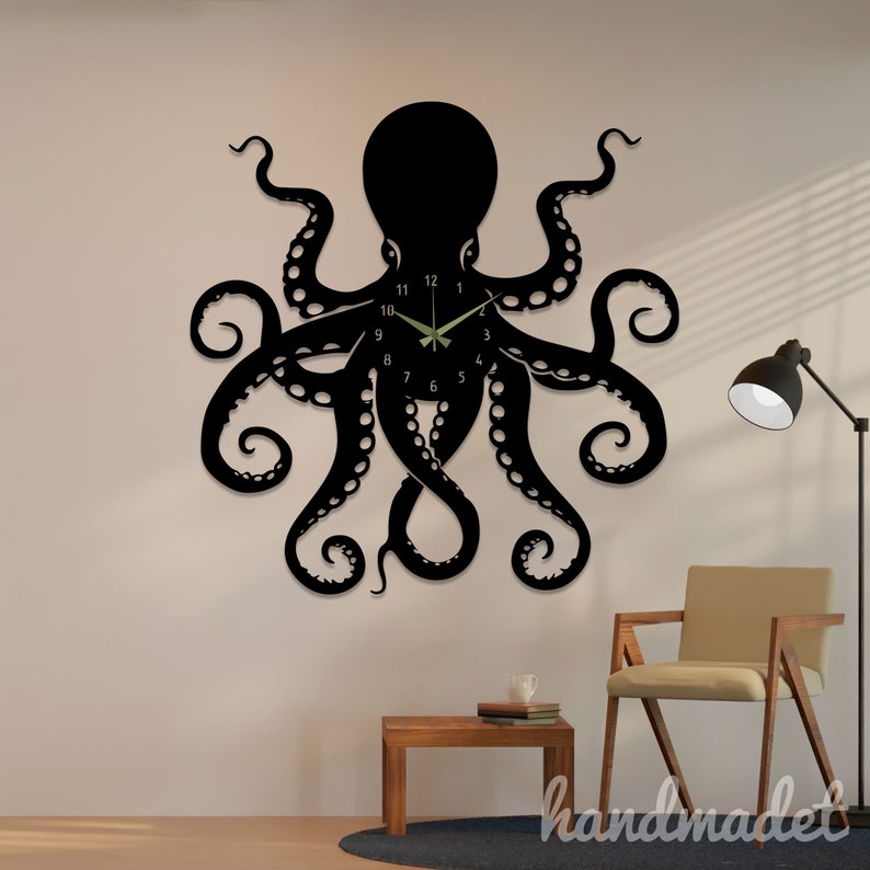 Custom Octopus Wall Clock Unique, Year Date Round Wall Clock, Text ...
