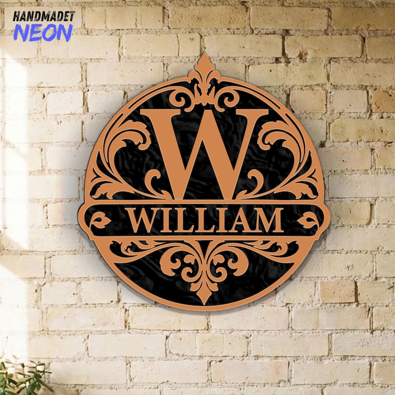 Custom Family Name Monogram Sign, Personalized Last Name Metal Wall Art ...