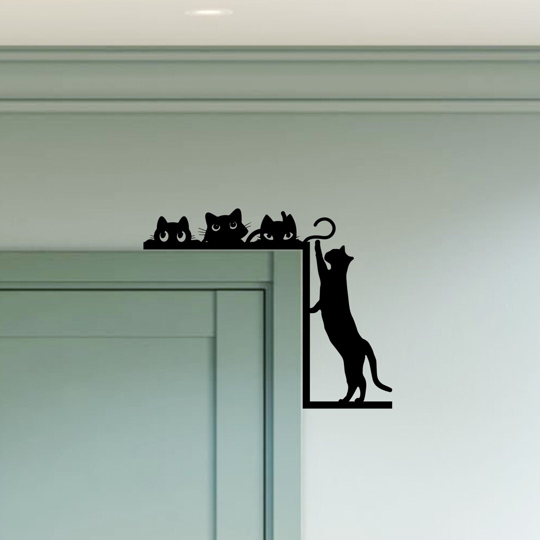 Personalized Cat Door Corner Metal Wall Art, Cat Metal Sign Door Topper ...