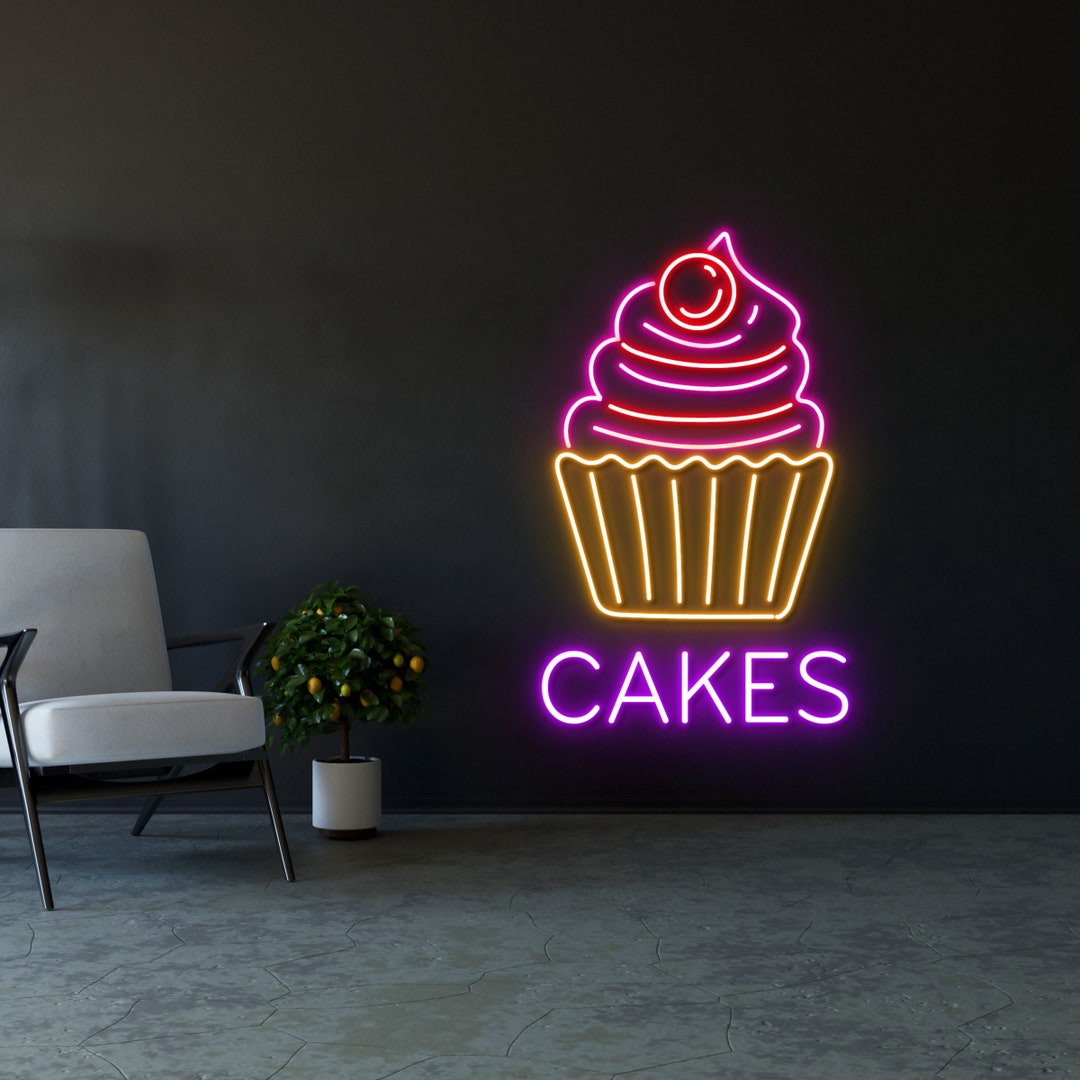 Cupcakes Led Sign, Cupcake Neon Sign, Wall Decor, Cake Store Led Light ...