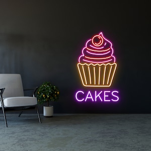 Cupcakes Led Sign, Cupcake Neon Sign, Wall Decor, Cake Store Led Light ...