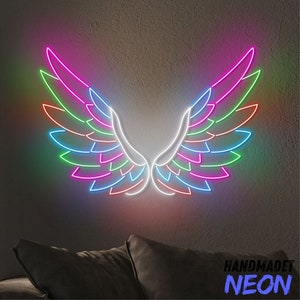Angle Wings Neon Sign, Wings Led Sign, Colorful Wings Neon Light, Angel ...
