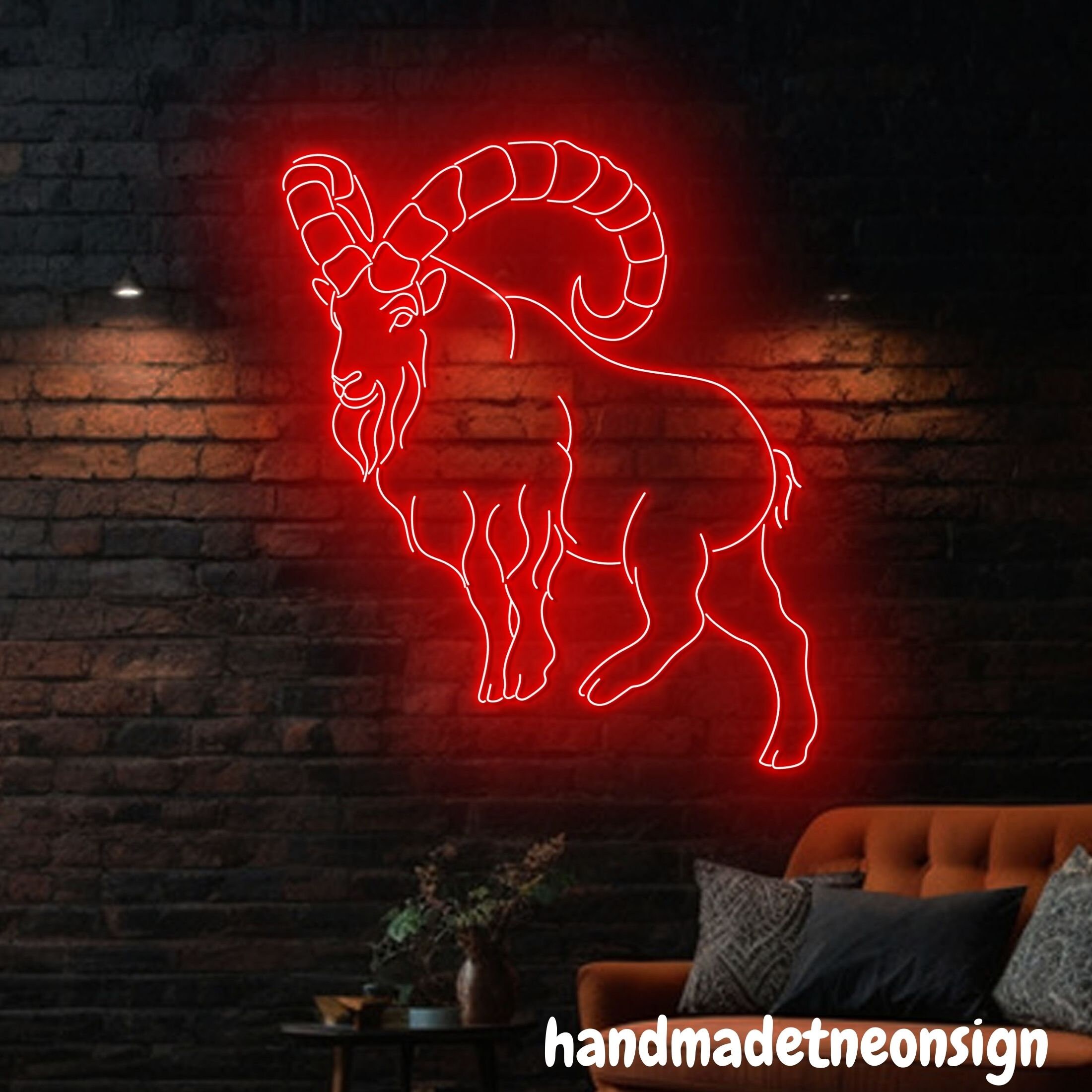 Goat Neon Sign, Goat Led Sign, Goat Line Art Neon Light, Goat Animal ...