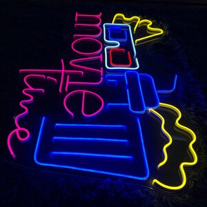 Cinema Neon Sign / Movie Led Light / Custom Neon Sign / Movie Time Led ...