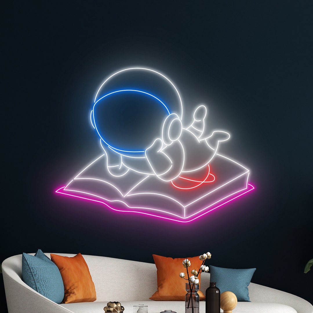 Astronaut Reading Book Neon Sign, Astronaut Read Book Led Sign ...