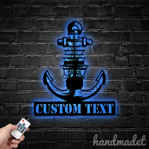 Personalized Anchor Boat Metal Wall Sign, Sailor Metal Wall Light, Ship ...