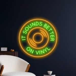 It Sounds Better on Vinyl Retro Record Player Neon Sign, Retro Record ...