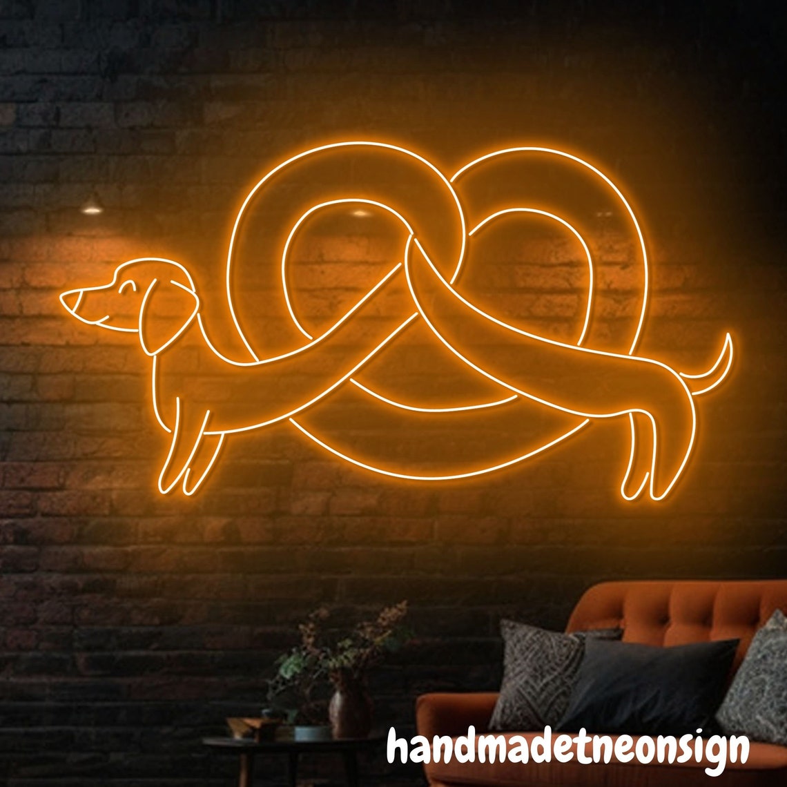 Pretzel Dachshund Neon Sign, Dachshund Led Sign, Pretzel Neon Light ...