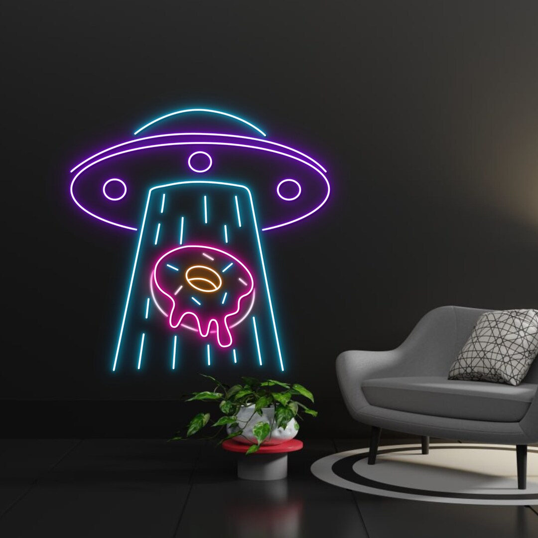 UFO Abduction Donut Led Sign, UFO Donut Neon Sign, Wall Decor, UFO ...