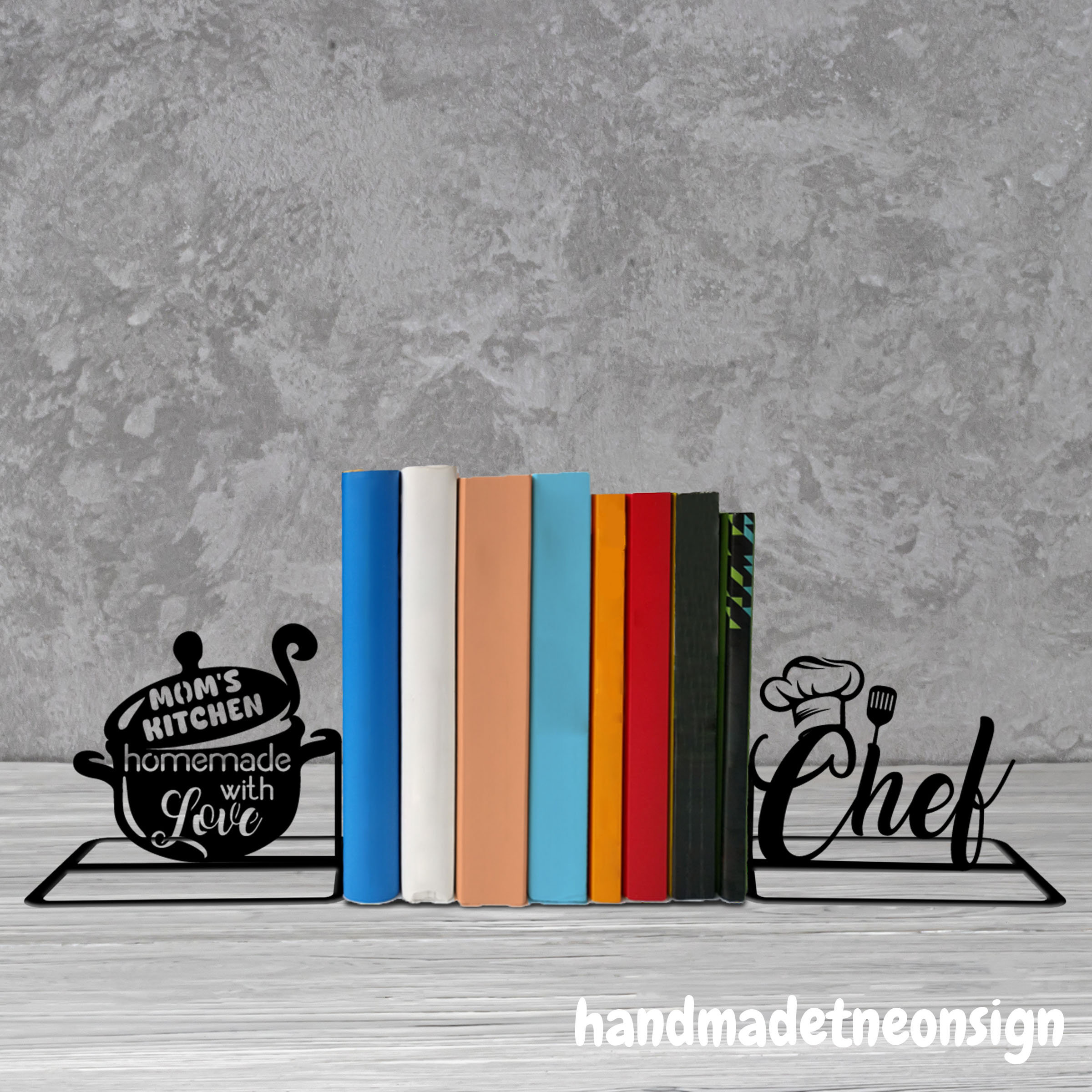 Custom Chef Cooking Metal Bookends Chef Name Bookend, Cooking Table ...