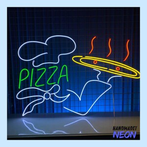 Pizza Chef Neon Sign, Pizza Slice Led Sign, Italian Pizza Neon Light ...