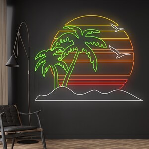 Custom Sunset Beach Neon Sign, Sunrise Island Led Sign, Summer Vacation ...