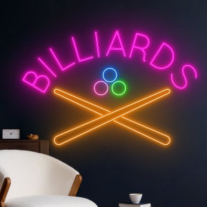 Billiards Pool Hall Neon Sign, Pool Hall Led Sign, Billiards Led Sign ...