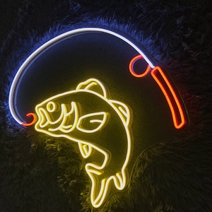 Fishing Neon Led Sign, Salmon Neon Sign, Wall Decor, Fish Led Light ...