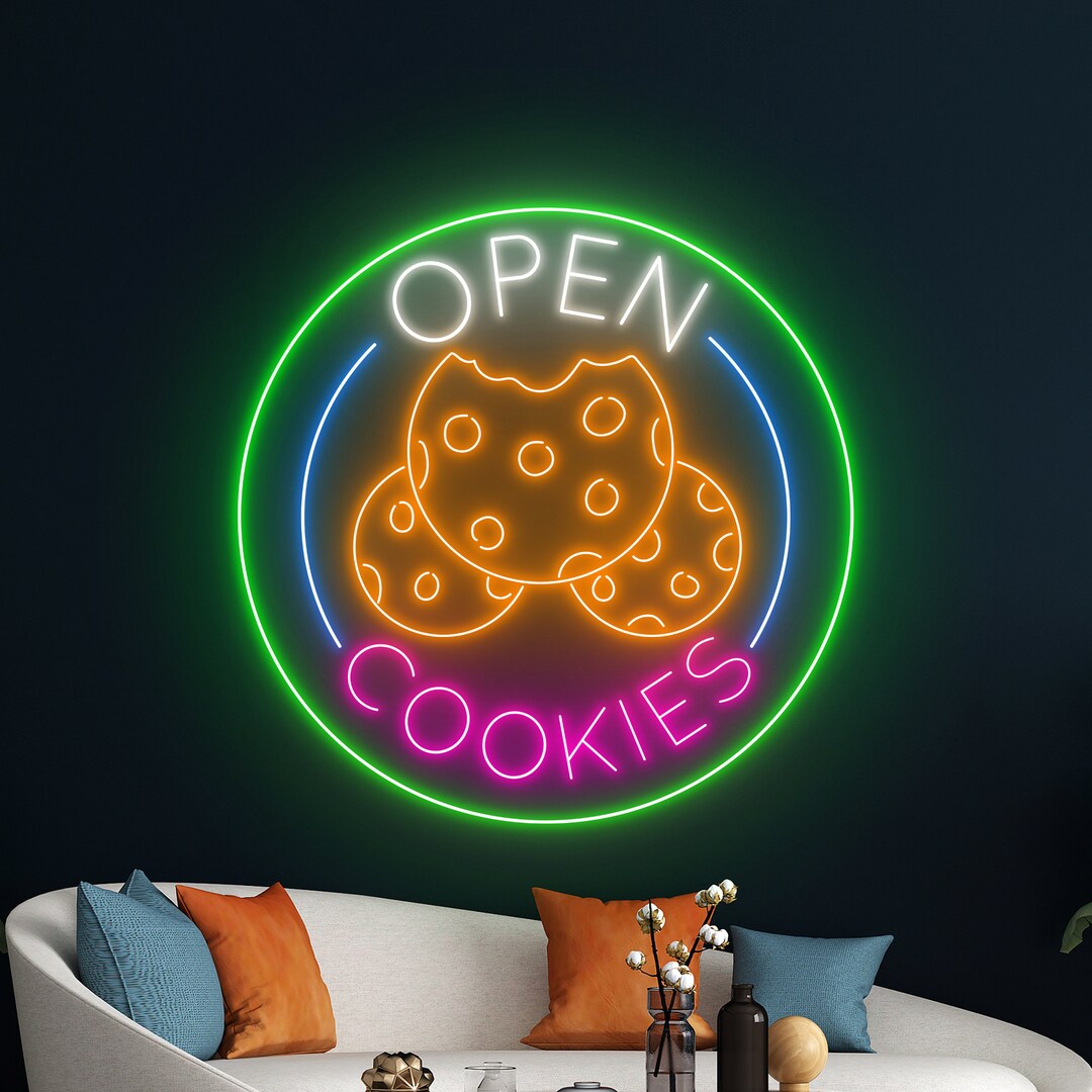 Cookies Open Logo Neon Sign, Cookies Open Neon Sign, Cookies Bakery Led ...