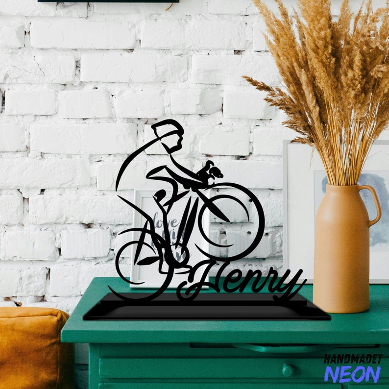 Custom Cycling Table Decor, Cyclist Metal Shelf Decor Home, Biker Table ...