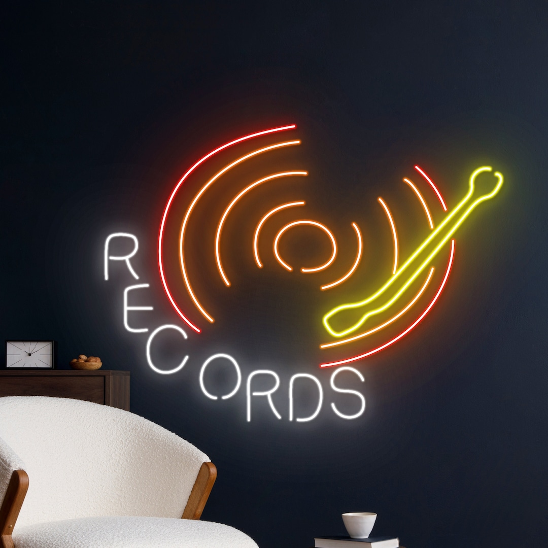 Retro Record Player Neon Sign, Retro Record Player Neon Light, Retro ...