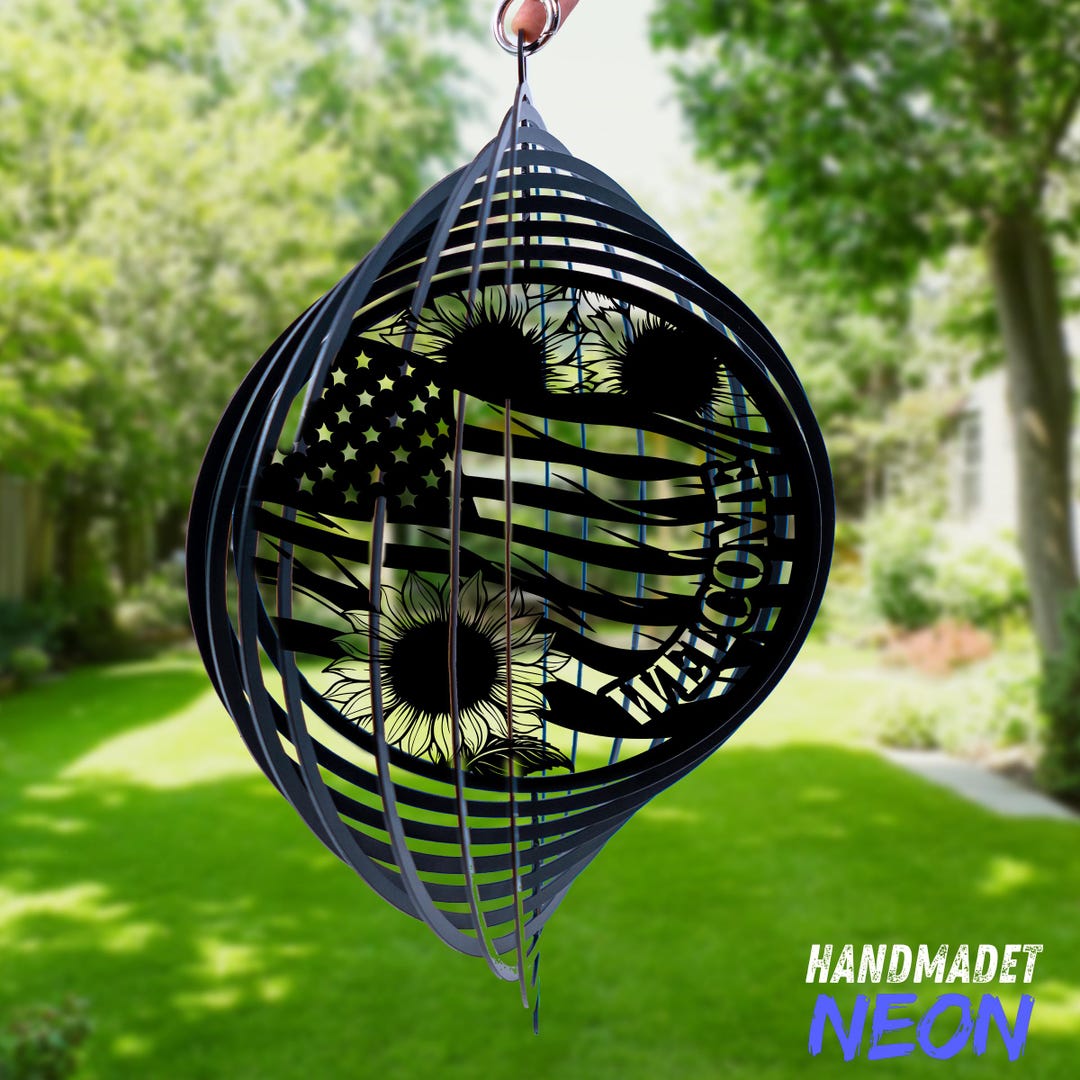 Custom Welcome Wind Spinner 3D Kinetic Garden Decor Yard Art Sculpture ...