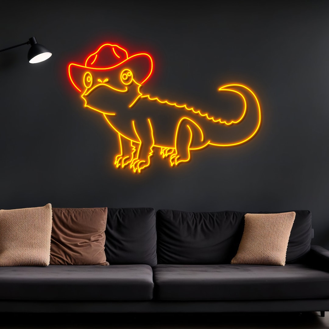 Cowboy Lizard Neon Sign Cowboy Lizard Led Signs Cowboy - Etsy
