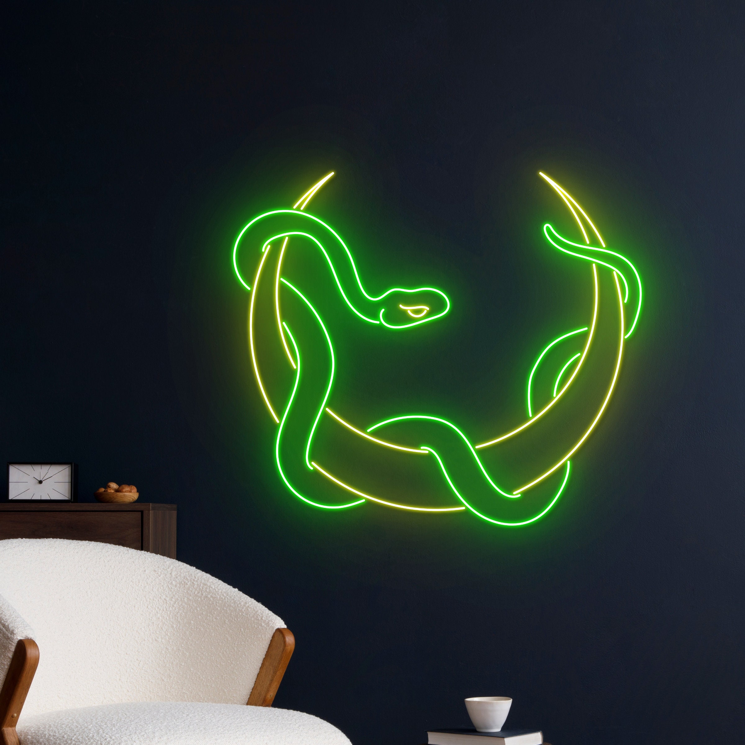 Snake Moon Neon Light, Moon Snake Led Sign, Moon Snake Neon Sign, Snake ...