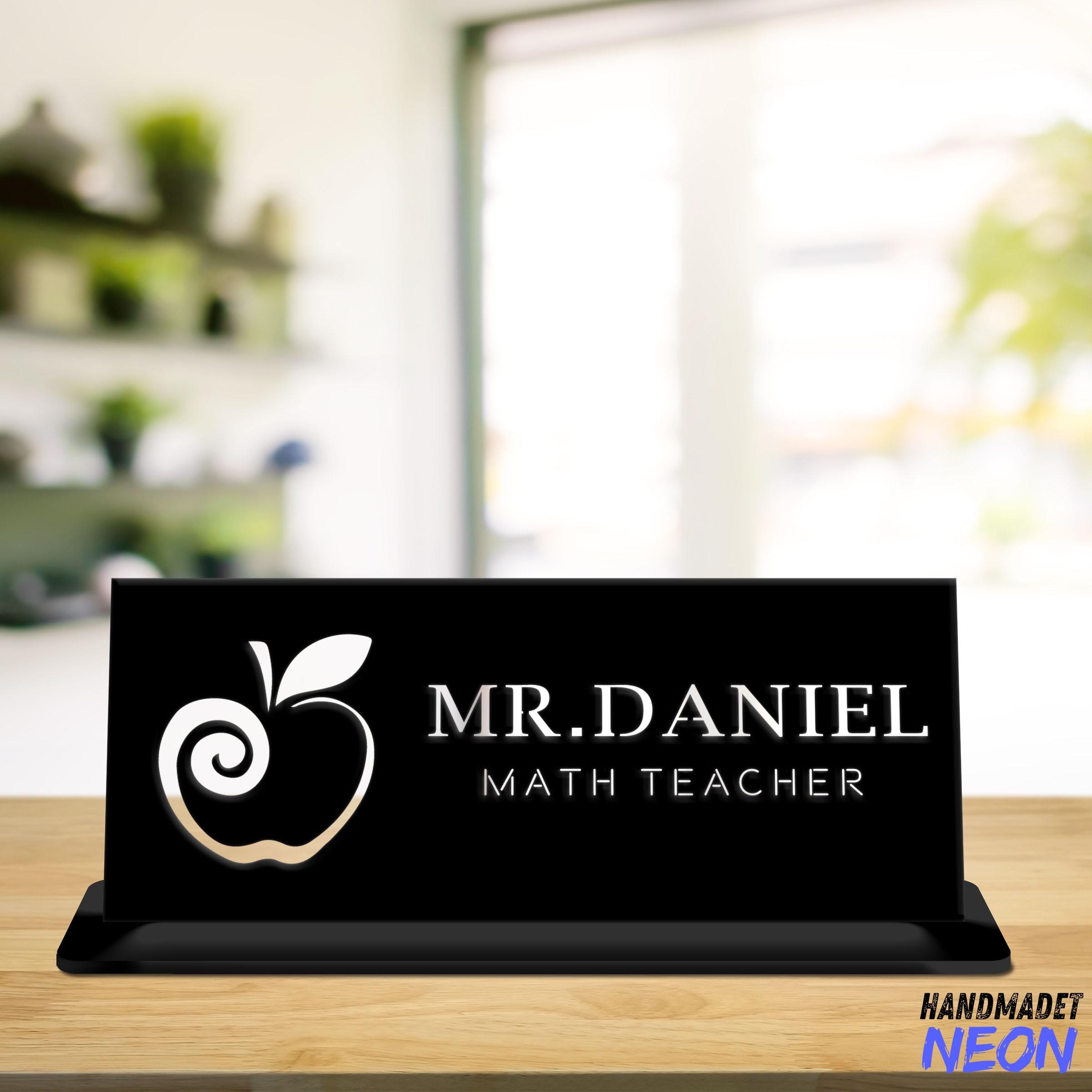 Custom Math Teacher Metal Name Plate, Teacher Name Plate Table Decor ...