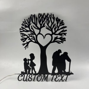 Personalized Tree of Love Metal Wall LED Light, Custom Tree of Life ...