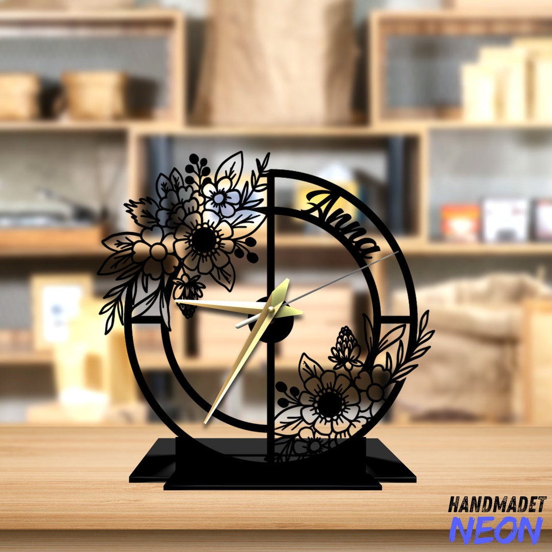 Custom Cherry Blossom Tabletop Metal Clock, Japan Flower Office Desktop ...