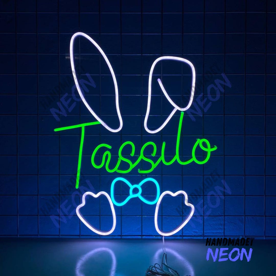 Happy Easter Neon Sign, Name Bunny Led Sign, Rabbit Ears Easter Neon ...