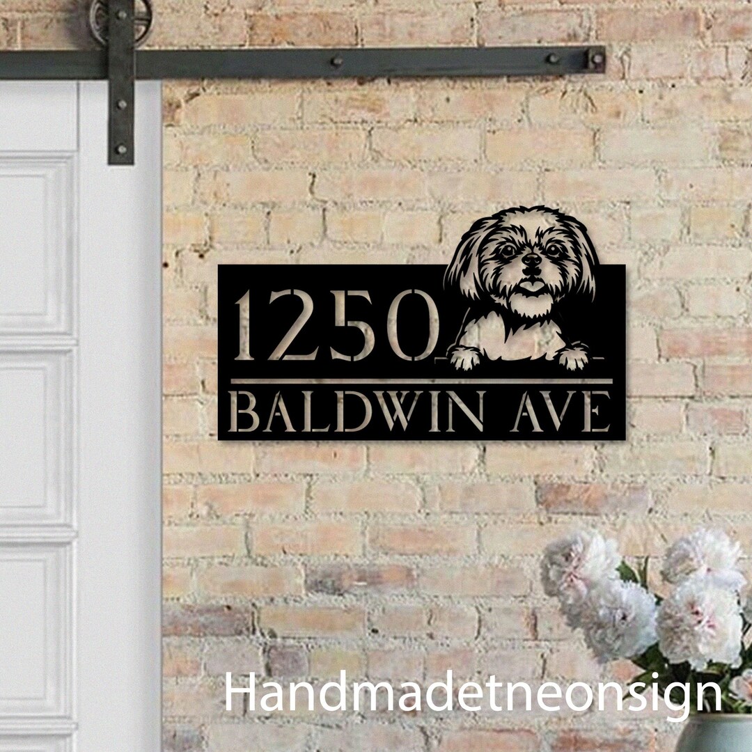 Personalized Shih Tzu Dog House Number, Shih Tzu Dog Home Number Metal ...