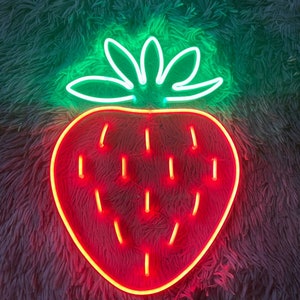Strawberry Led Sign, Strawberry Led Sign, Wall Decor, Bar Neon Sig ...