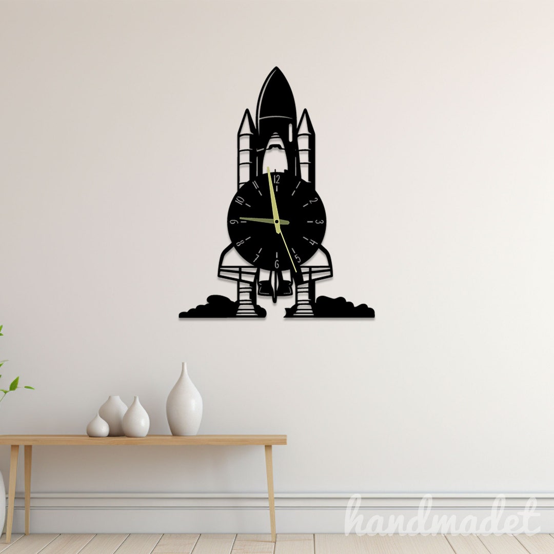 Rocket Wall Clock Unique, Rocket Round Wall Clock, Space Shuttle ...