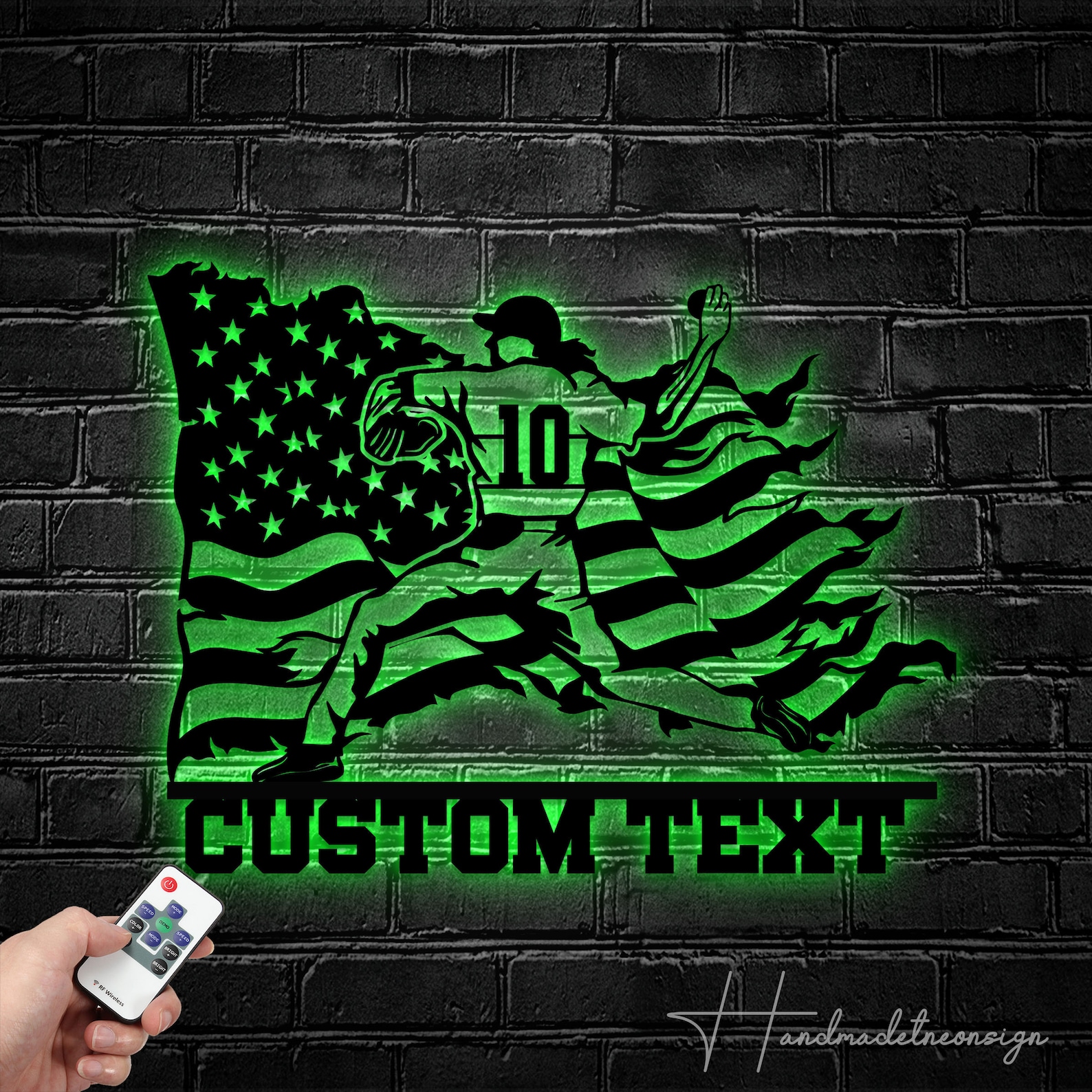 Personalized US Baseball Metal Wall Art LED Light Custom US Softball ...