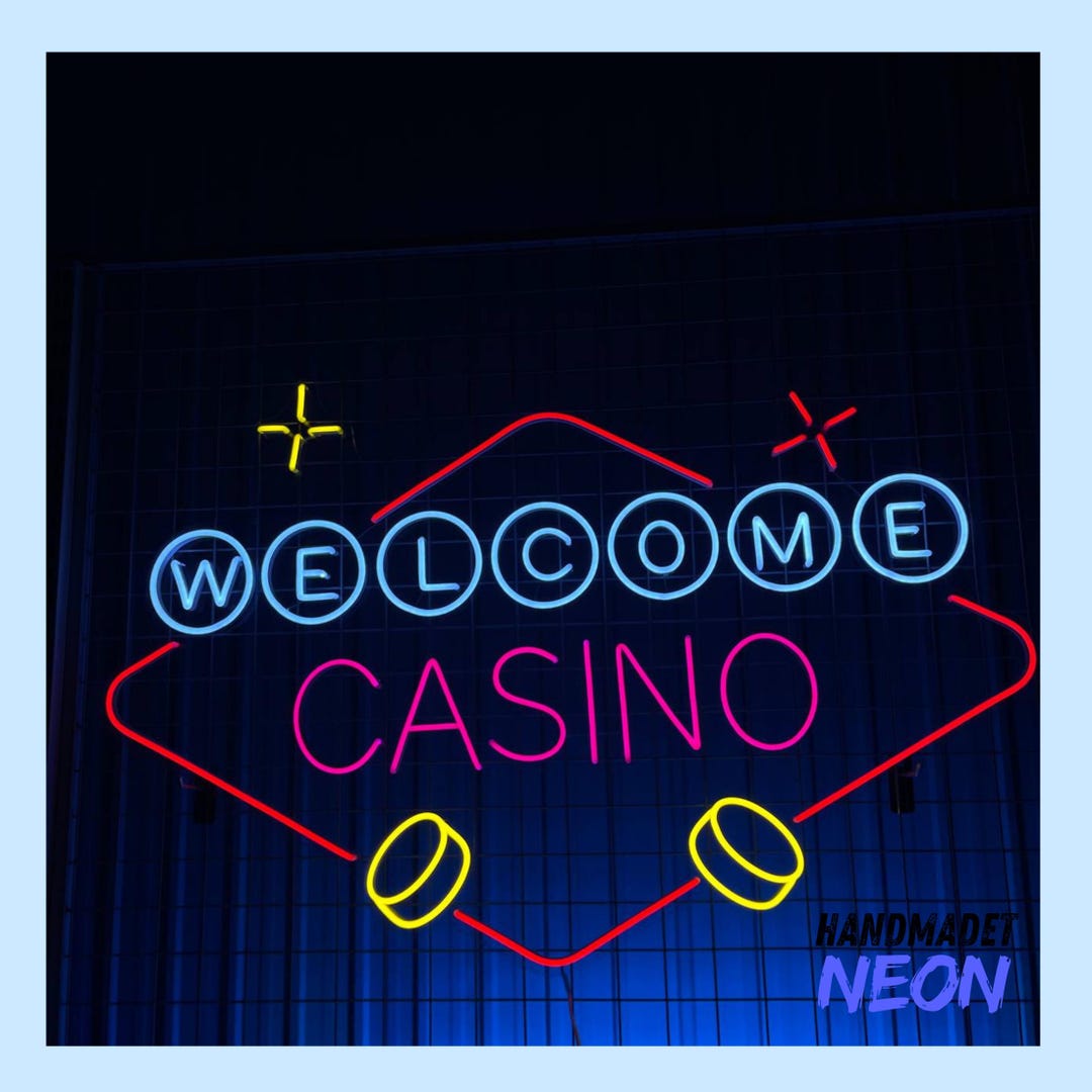 Welcome Casino Led Sign, Welcome Casino Neon Sign, Wall Decor, Casino ...