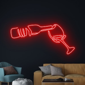 Champagne Neon Light, Champagne Cheers Neon Sign, Wine Class Bottle Led ...