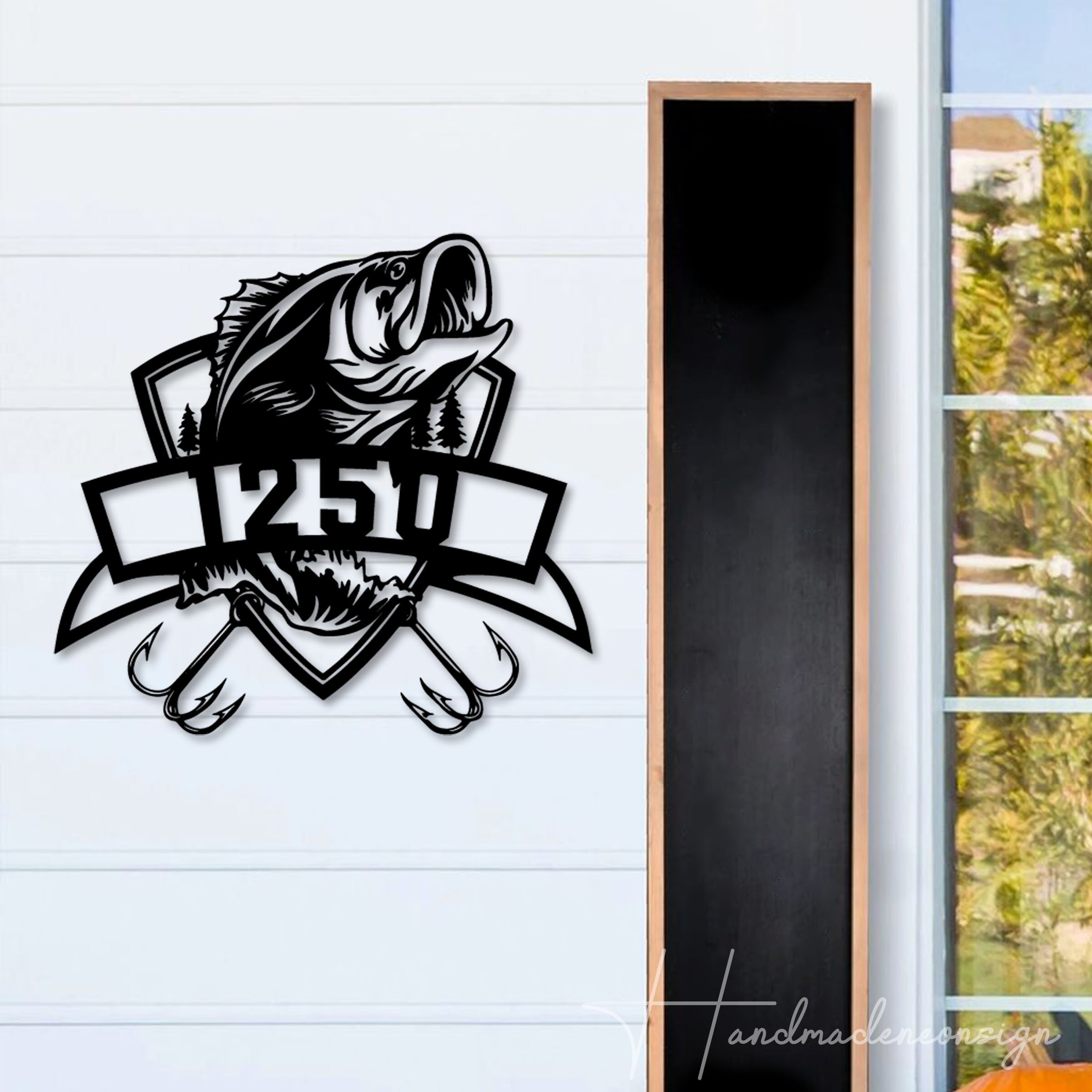Personalized Bass Fish House Number, Fishing Home Number Metal Wall ...
