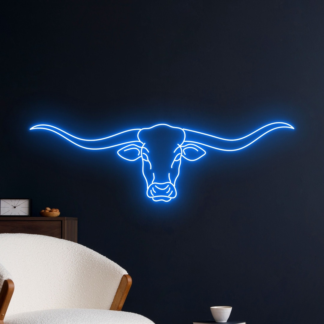 Bull Head Neon Sign, Longhorn Bull Head Led Light, Western Bull Neon ...