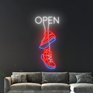 Sneakers Open Neon Sign, Shoes Shop Neon Light, Sport Shoes Led Sign ...