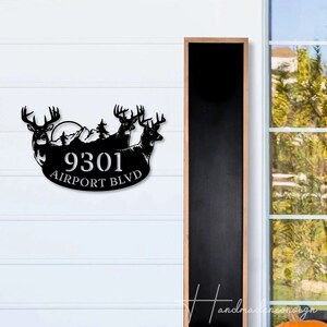 Personalized Deer Home Number Metal Sign | Custom Deer Address Metal ...