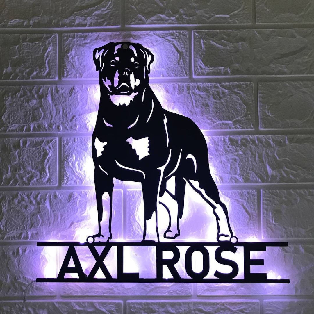 Custom Rottweiler Metal Wall Art LED Light - Personalized Dog Lover ...