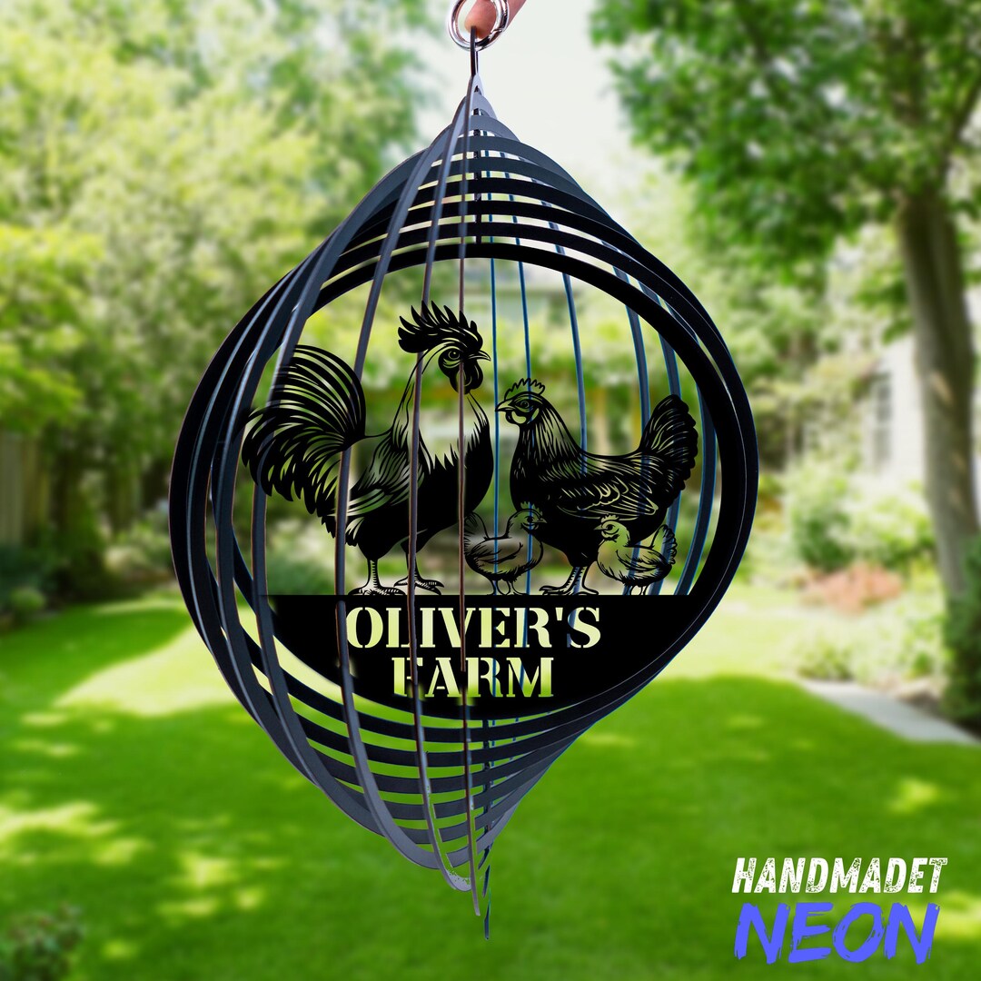 Custom Chicken Wind Spinner 3D Kinetic Garden Decor Yard Art Sculpture ...