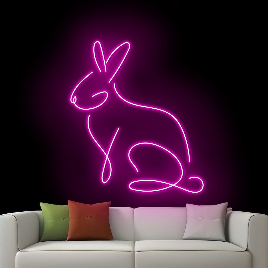 Rabbit Neon Wall Sign, Rabbit Lover Led Wall Sign, Animal Neon Wall ...