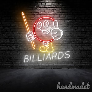 Billiards Gives A Thumbs up Neon Sign, Billiard Ball Led Sign, Funny ...