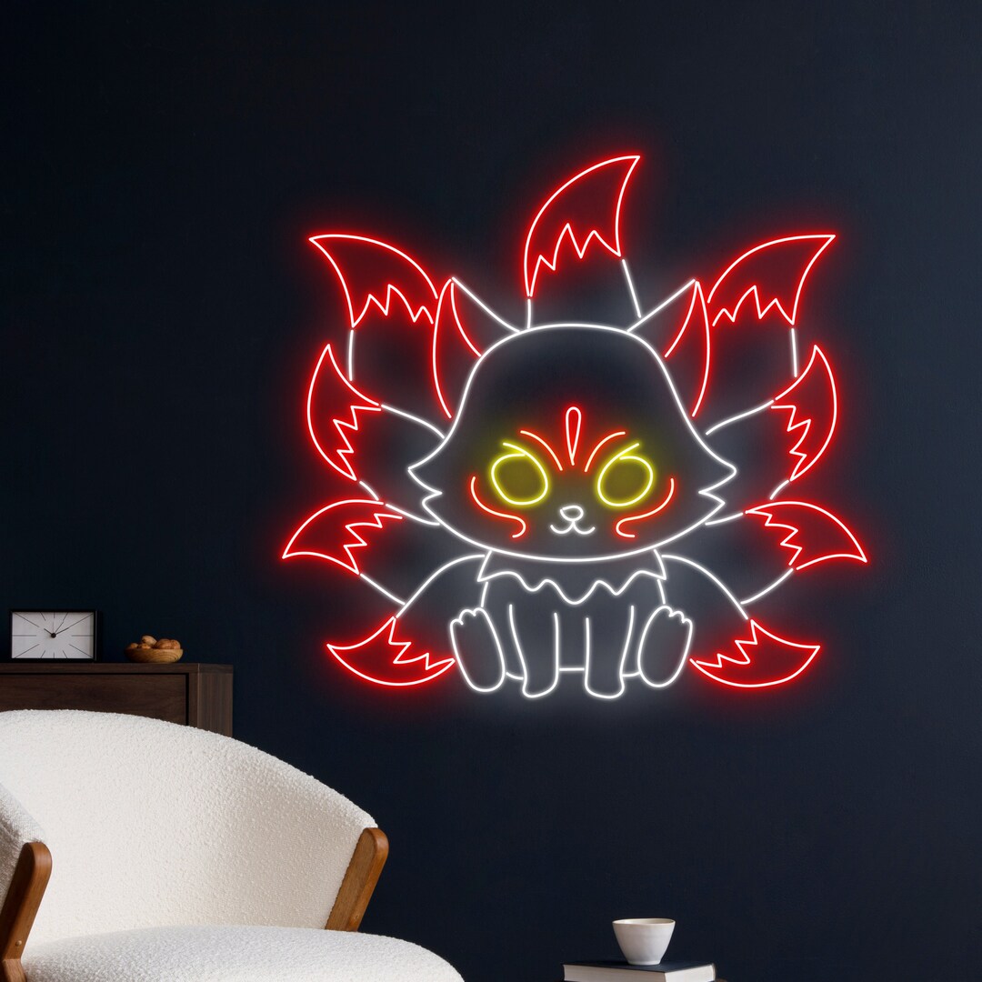 Nine-tailed Fox Neon Sign, Fox Led Sign, Kitsune Led Light, Custom ...