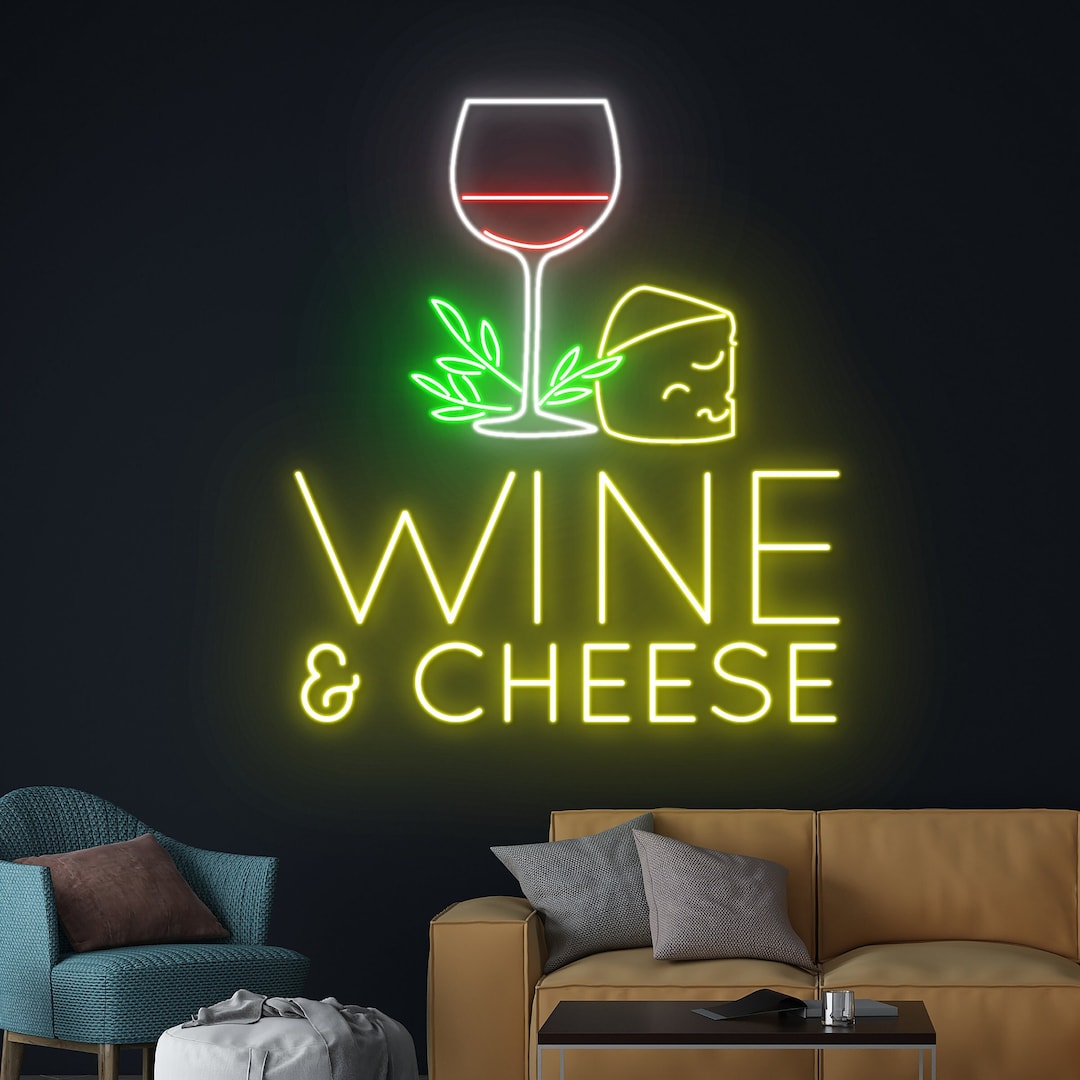 Wine & Cheese Led Sign, Wine Cheese Neon Light, Cheese Wine Neon Sign ...