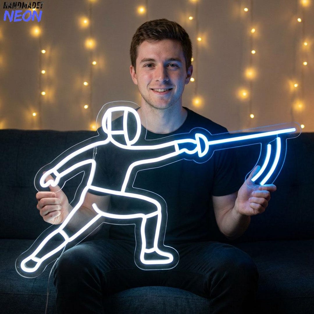 Personalized Fencing Sport Neon Sign, Custom Fencer Athlete LED Light ...