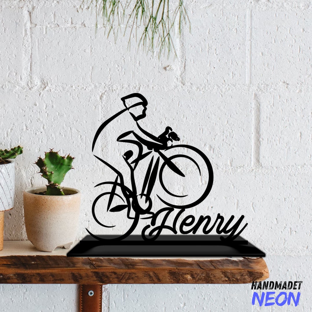 Custom Cycling Table Decor, Cyclist Metal Shelf Decor Home, Biker Table ...