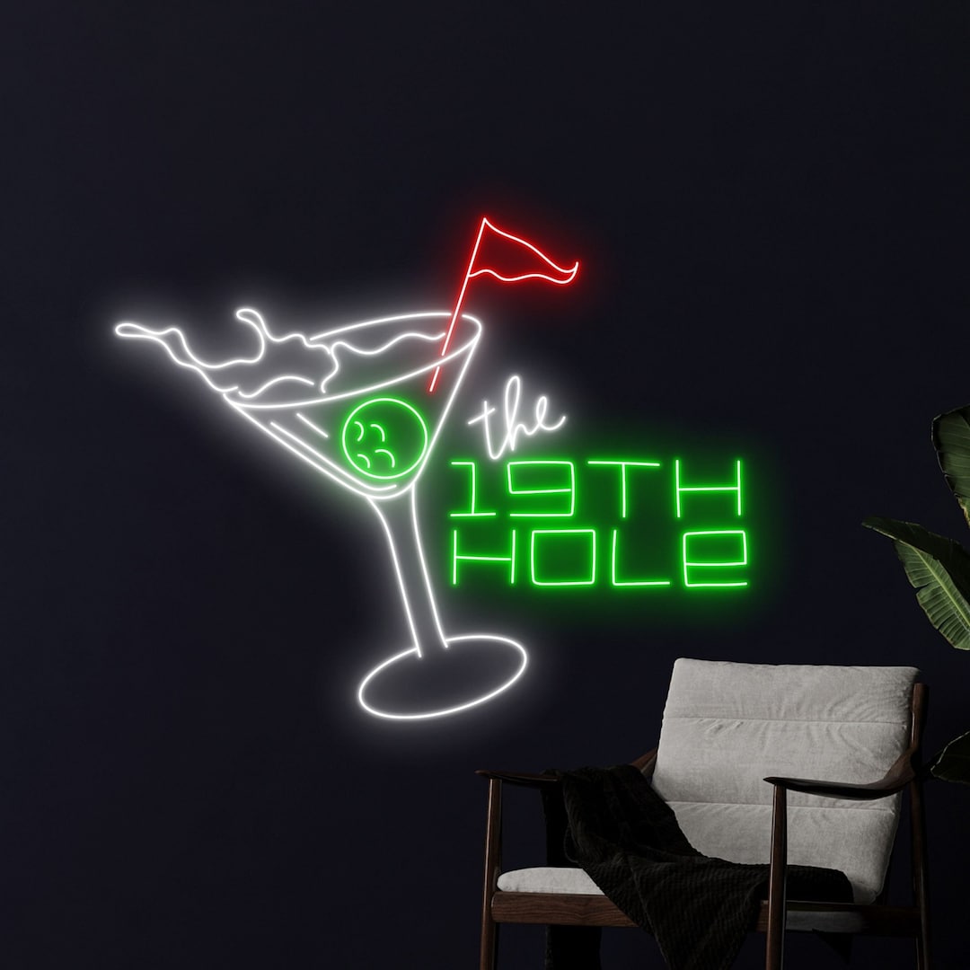 The 19th Hole Golf Neon Sign, Golf Ball Martini Neon Light, Martini Led ...